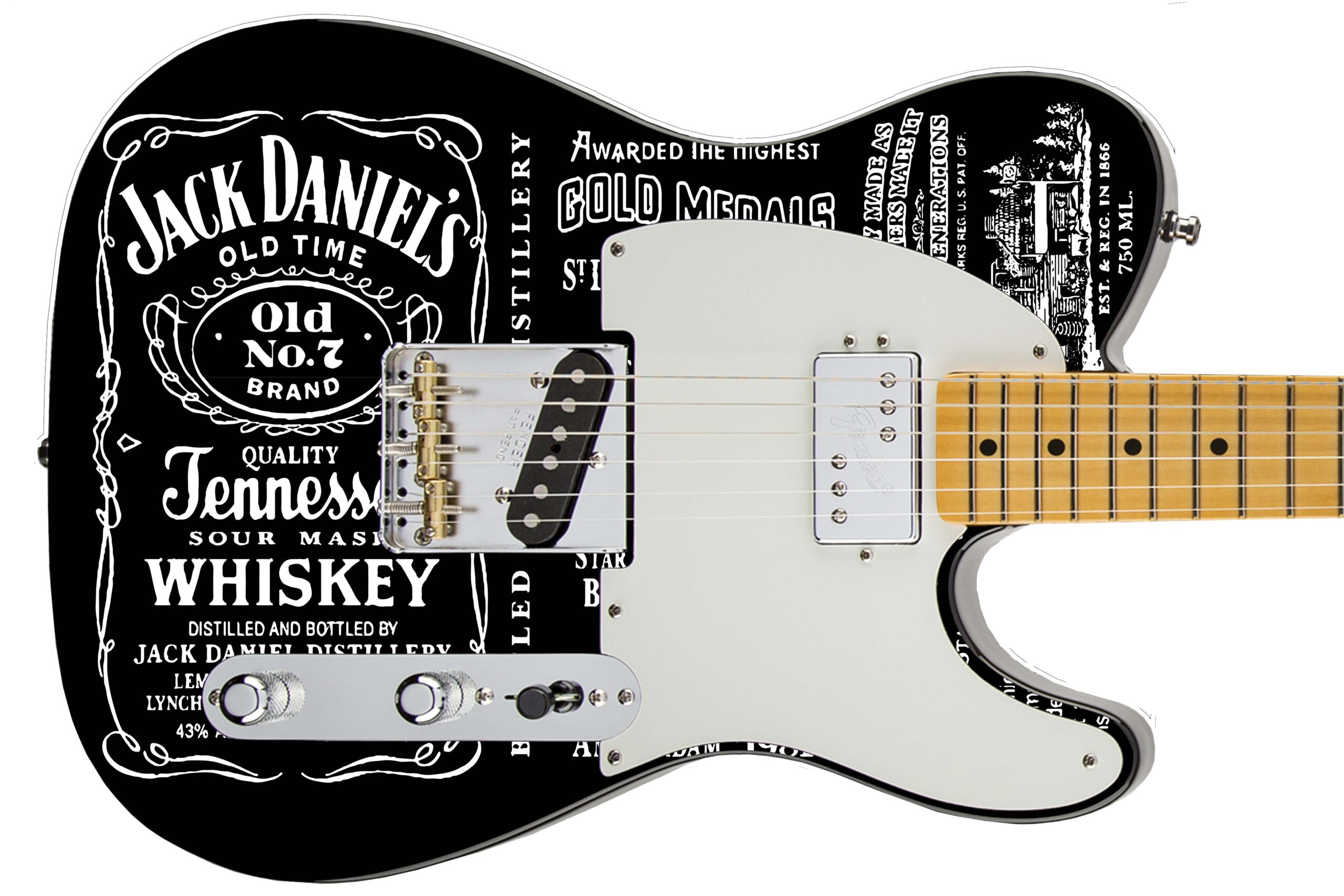 Guitar Wrap Axe Skin - JD Whiskey Black - 594 - Sticka Steve's
